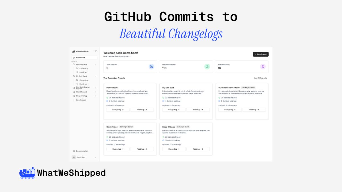 GitHub Commits to Beautiful Changelogs - WhatWeShipped